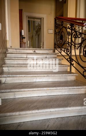 The stairs going up to where the hotel entrance is on the outside of ...