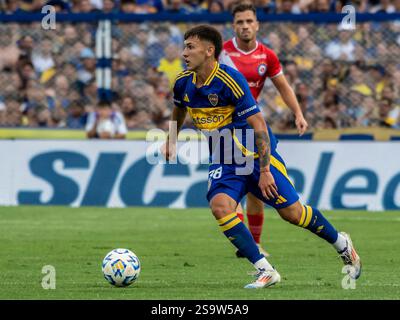 Camilo Rey Domenech fights for the ball in the match Boca Juniors vs ...