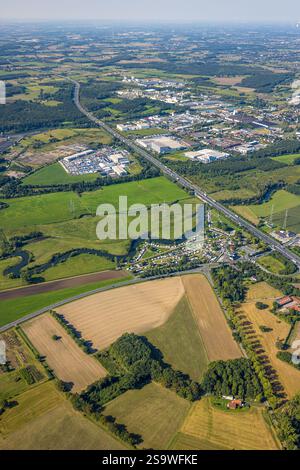 Aerial view, industrial area Mersch, Annabergstraße, river Lippe and ...