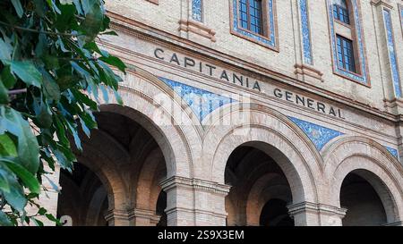 The front facade of the Capitania General building in Seville ...