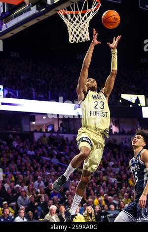 January 25, 2024: Wake Forest guard Cameron Hildreth (6) shots a 3 ...