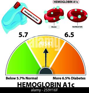 Illustration of Hemoglobin A1c levels and risk Stock Vector Image & Art ...
