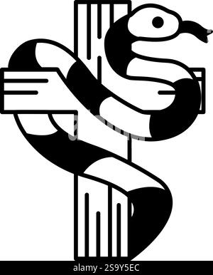 cross and snake. Snake wrapped around a cross Stock Vector Image & Art ...