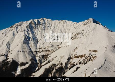 Snowy mountain. Mount Cima di Menna seen from the top of mount Pizzo ...