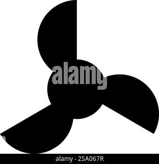 Screw of ship propeller fan turbine three-bladed icon black color ...