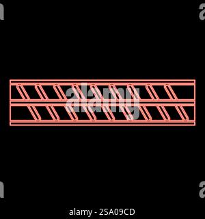 Neon reinforcement rebar red color vector illustration image flat style ...