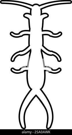 Earwig contour outline line icon black color vector illustration image ...