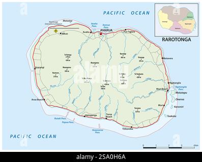 Map of Rarotonga Island Stock Photo - Alamy