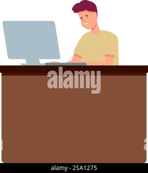 Computer seller icon cartoon vector. Teenager first job. Service ...