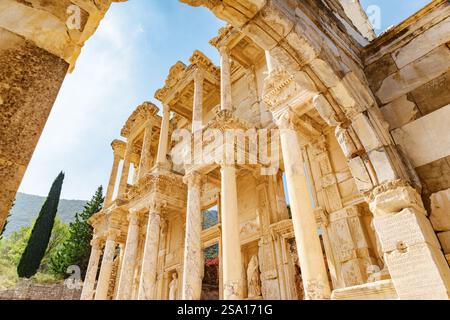 Library of Celsus and gate of Augustus in Ephesus archeological site in ...