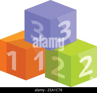 Kid toy cubes with numbers. Baby education blocks isolated on white ...