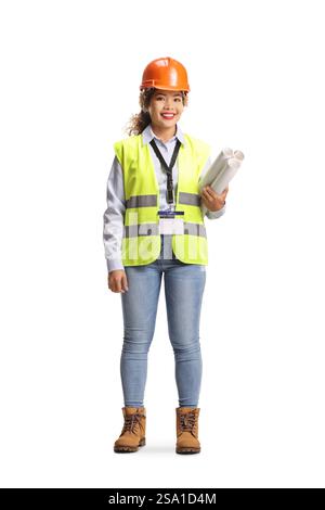 Young engineer holding blueprint concept Stock Photo - Alamy