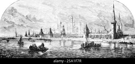 View across a River to a Walled City at Sunset, 1540s Stock Photo - Alamy