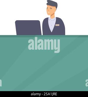 Visit receptionist icon cartoon vector. Work customer. Visitor welcome ...
