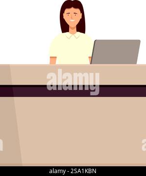 Registration desk icon cartoon vector. Customer visitor. Guest global ...