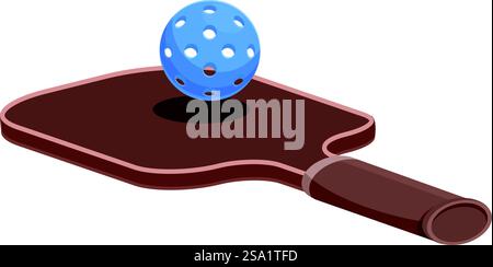 Paddle ball racquet icon cartoon vector. Wiffle ball. Sphere holes ...