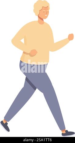 Sport slow running icon cartoon vector. Senior woman run. Nature ...