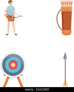 projectile game set cartoon vector illustration Stock Vector Image ...