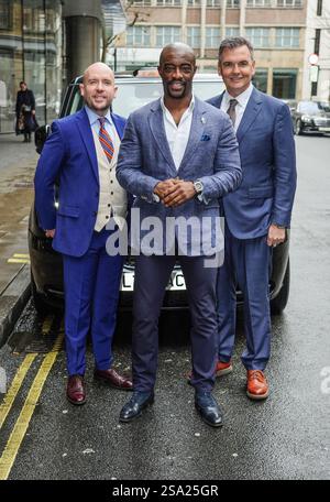 (left-right) Tom Allen, Tim Campbell and Mike Soutar during a photocall ...