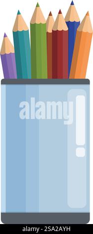 green cup with pencils supplies icon vector illustration Stock Vector ...