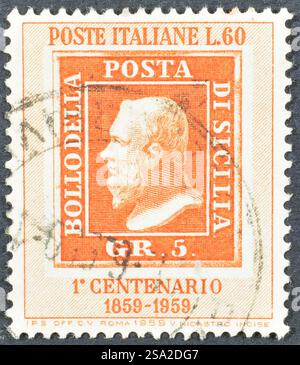 ITALY - CIRCA 1959: stamp printed by Italy, shows Labor monument in ...
