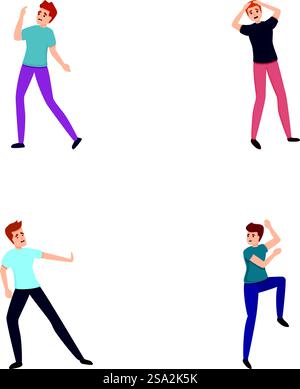 Confusion emotion icons set cartoon vector. People with emotion of ...