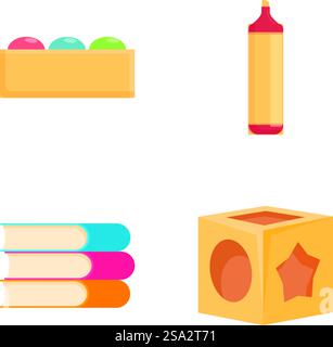 Early childhood education set. Kid preschool learning, playing and ...