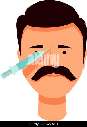 Father face injection icon cartoon vector. Botox drug. Care lifting ...