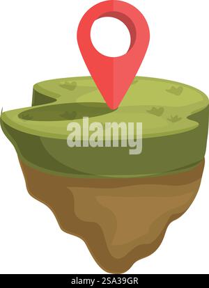 Illustration of a whimsical floating island with a location pin ...