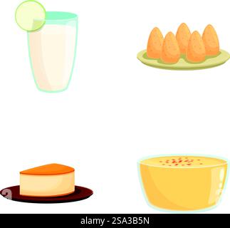 Set of Brazilian traditional food. Vector illustration in hand drawn ...