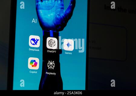 Various Artificial Intelligence mobile apps, DeepSeek open-source large language models app on ...