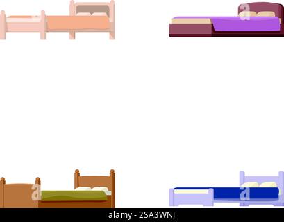 Collection of four cozy cartoonstyle bed illustrations perfect for ...