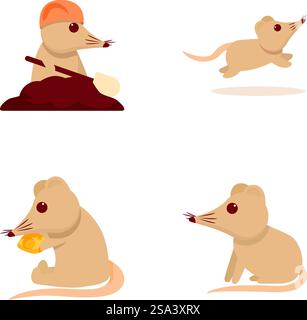 Shrew mouse icons set cartoon vector. Long nose shrew mouse. Rare ...