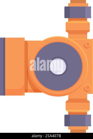 Vibrant vector illustration of an orange pipeline valve in a flat ...