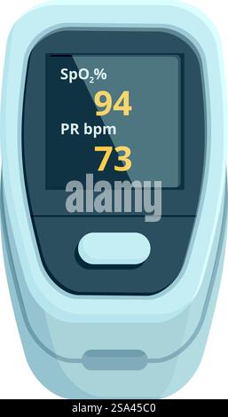 Digital illustration of a pulse oximeter showing oxygen saturation spo2 ...