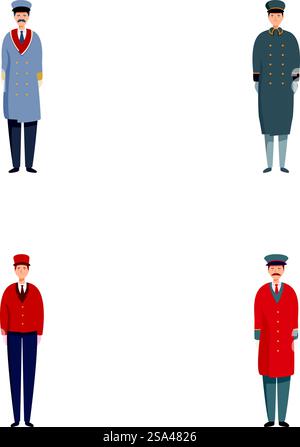 A vector illustration of a train conductor in the train station Stock ...