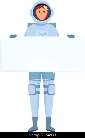 Cartoon Astronaut Holding Blank Sign Board Illustration Stock Vector ...