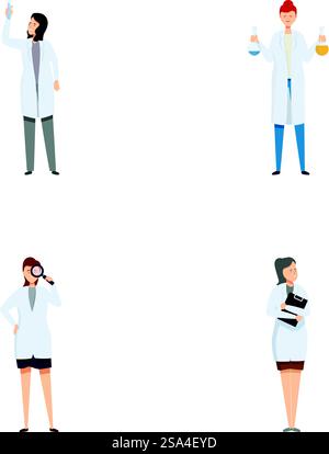 Collection of cartoon scientists in various poses, illustrating ...