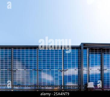 Mobile solar unit. Rear view of mobile solar energy plant Stock Photo ...