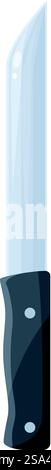 Large sharp kitchen knife pointing upwards with a black handle ...