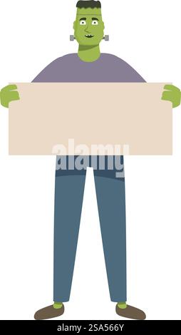 Funny monster is holding a sale sign. Evil little creature for ...