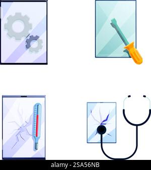 Smartphone repair icons set, cartoon style Stock Vector Image & Art - Alamy