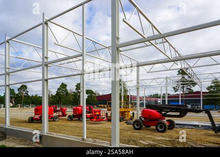 Modern self propelled construction hydraulic lifts on modern metal ...