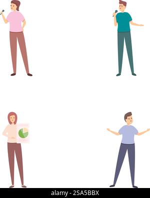 Agitation icons set cartoon vector. Loud talking and agitating people ...