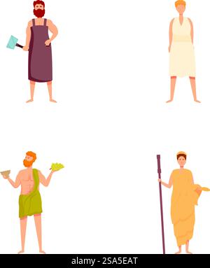 Ancient Rome citizens. Cartoon ancient roman man and woman, antique ...