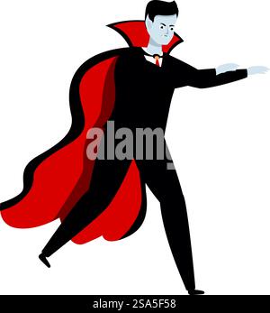 Scary businessman vampire wearing a red cape and running to catch ...