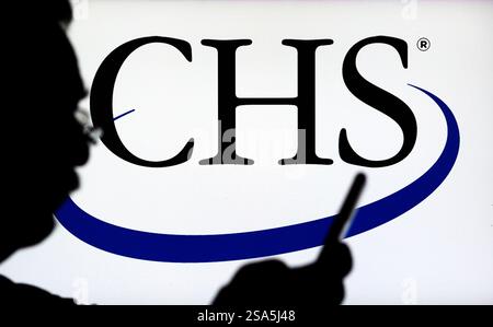 In this photo illustration, the CHS Inc. logo seen displayed on a ...