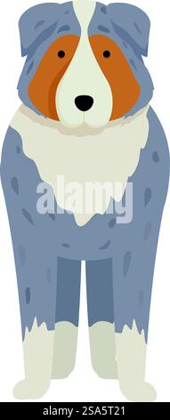 Fluffy Gray Dog Standing Happy Expression Cartoon Illustration Stock ...