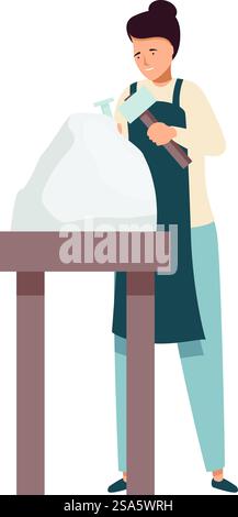 Female sculptor carving stone sculpture with hammer and chisel Stock ...