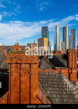 Aerial view of Manchester downtown and skyline development ...